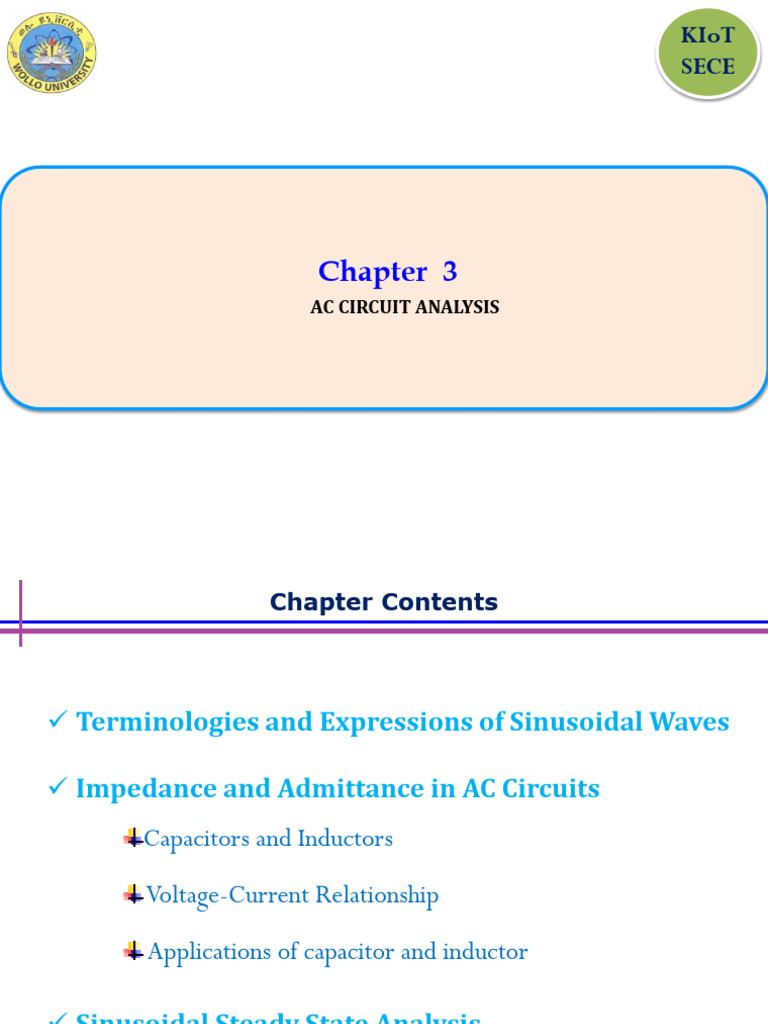 Chapter 3 Ac Circuit Analysis | PDF | Electrical Impedance | Capacitor