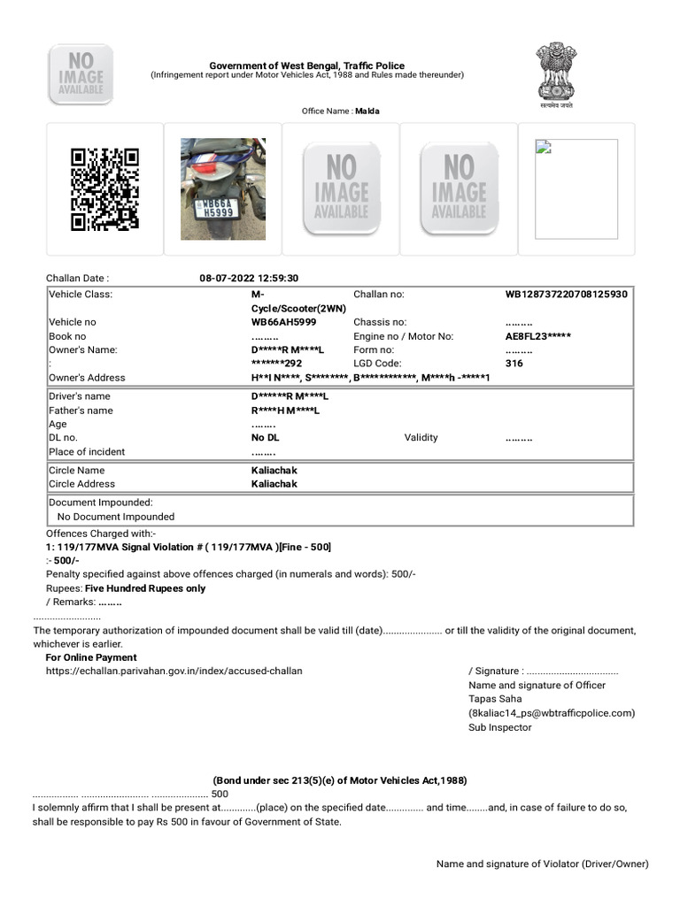 Echallan - Parivahan.gov - in Report Print-Page Challan No ...