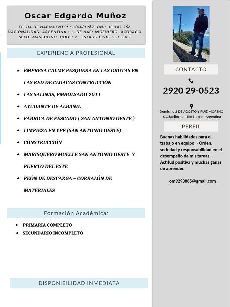 Oscar Edgardo Muñozz CV | PDF