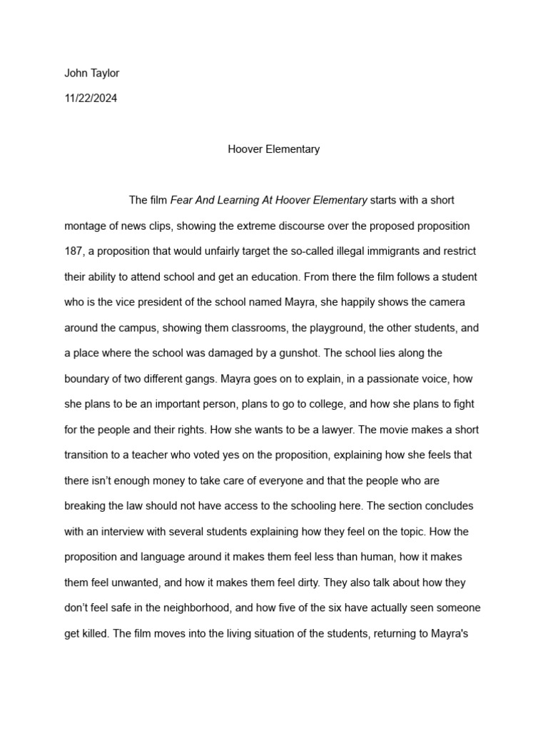 Hoover Elementry Extra Credit | PDF