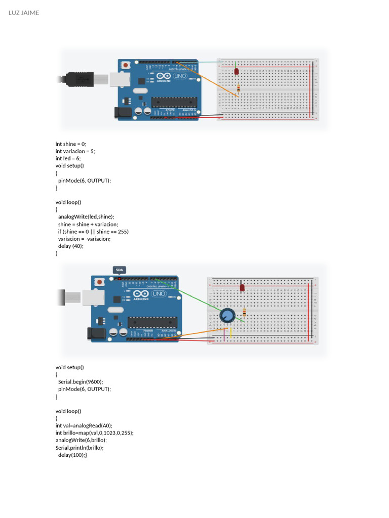Arduino LED Control Code Examples | PDF