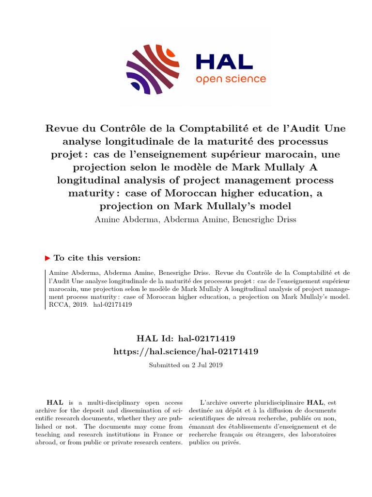 Une Analyse Longitudinale de La Maturité Des Processus Projet ...
