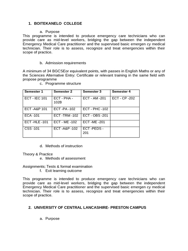 Benchmarking Document - Dip - Emc - Mhlanga | PDF | Emergency Medical ...