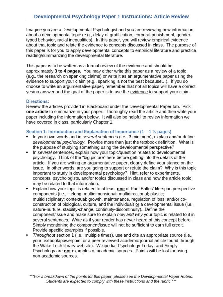 Development Psychology Instructions and Questions | PDF | Apa Style ...