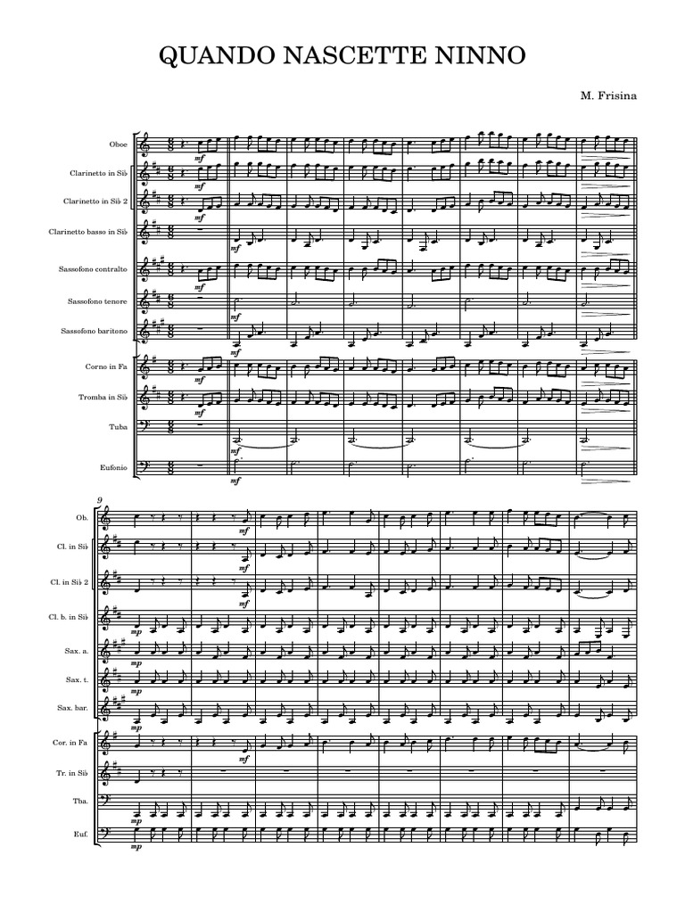 QUANDO NASCETTE NINNO-Partitura - e - Parti | PDF | Aerophones ...