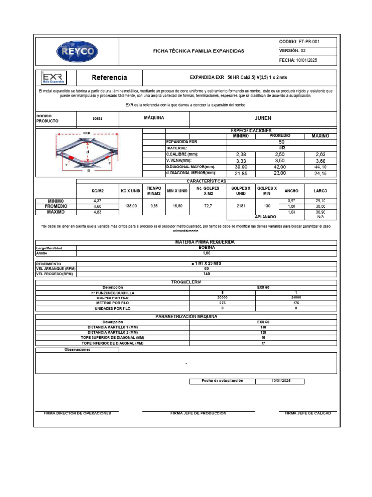 Ficha Tecnica Malla Expandida EXR-50 | PDF