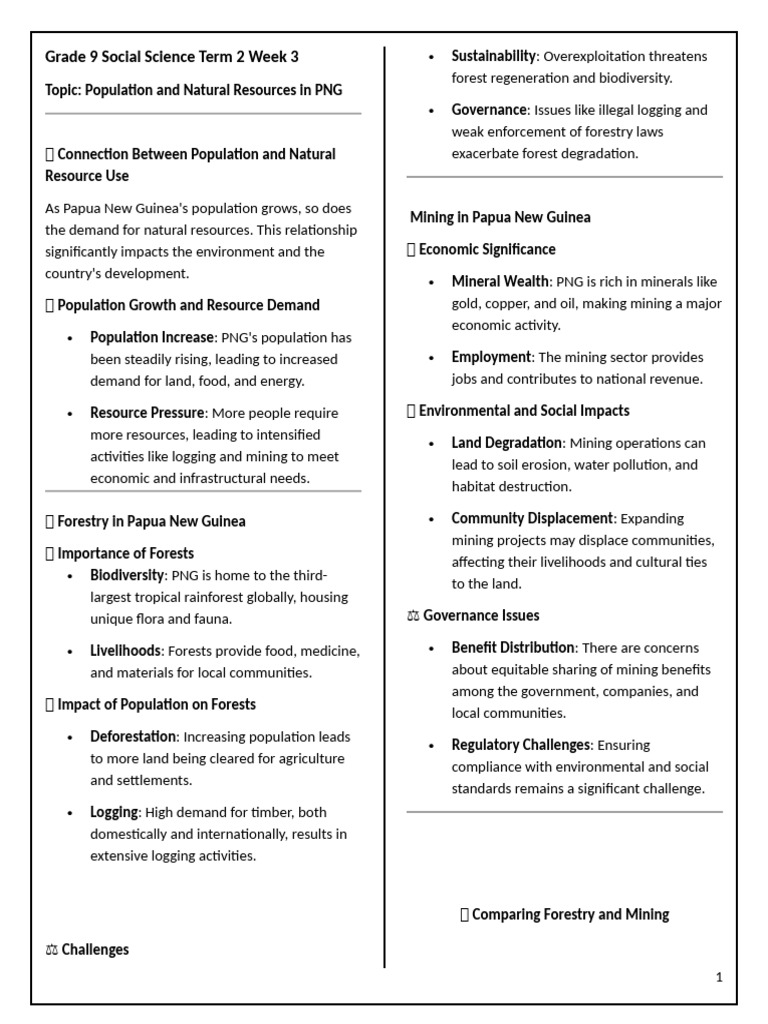 Grade 9 SS Term 2 Week 3 B | PDF | Deforestation | Papua New Guinea