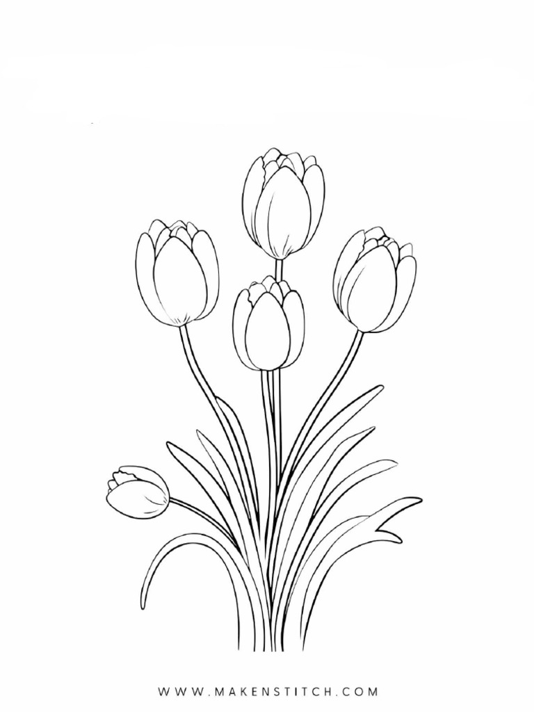 03 Spring Tulip Coloring Page | PDF