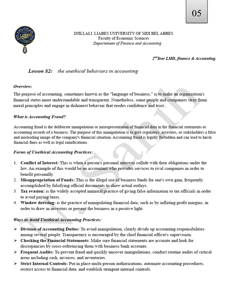 Unethical Practices in Accounting 2 | PDF | Accounting | Fraud