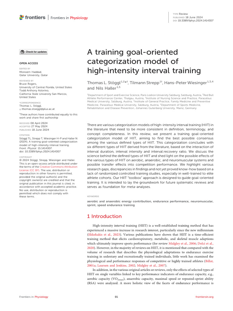 A Training Goal-Oriented Categorization Model of H | PDF | High Intensity Interval Training ...