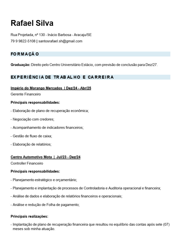 CV - Rafael Silva | PDF | Business