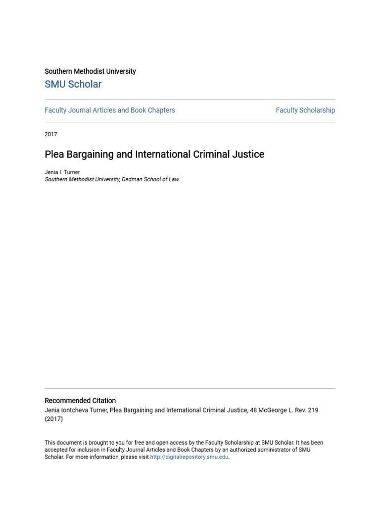 Plea Bargaining in International Justice | PDF | Plea | Plea Bargain