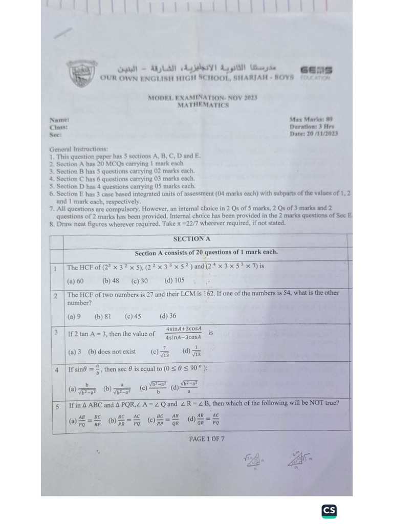 Maths QP | PDF