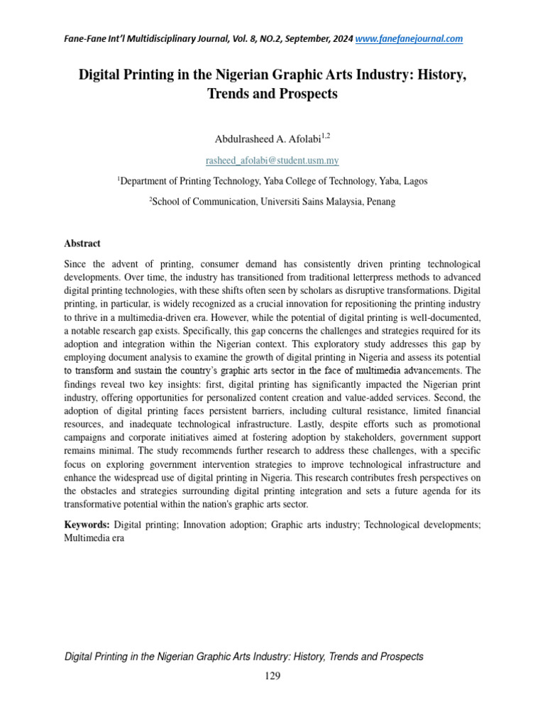 Digital Printing in The Nigerian Graphic | PDF | Printing | Lithography