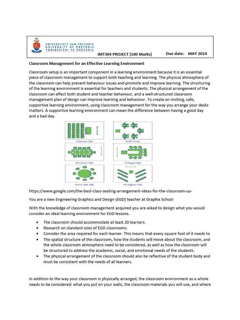 JMT304 PROJECT - EGD Classroom Environment | PDF | Classroom | Learning