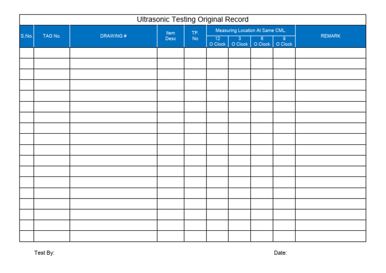 Thickness Record Sheet | PDF