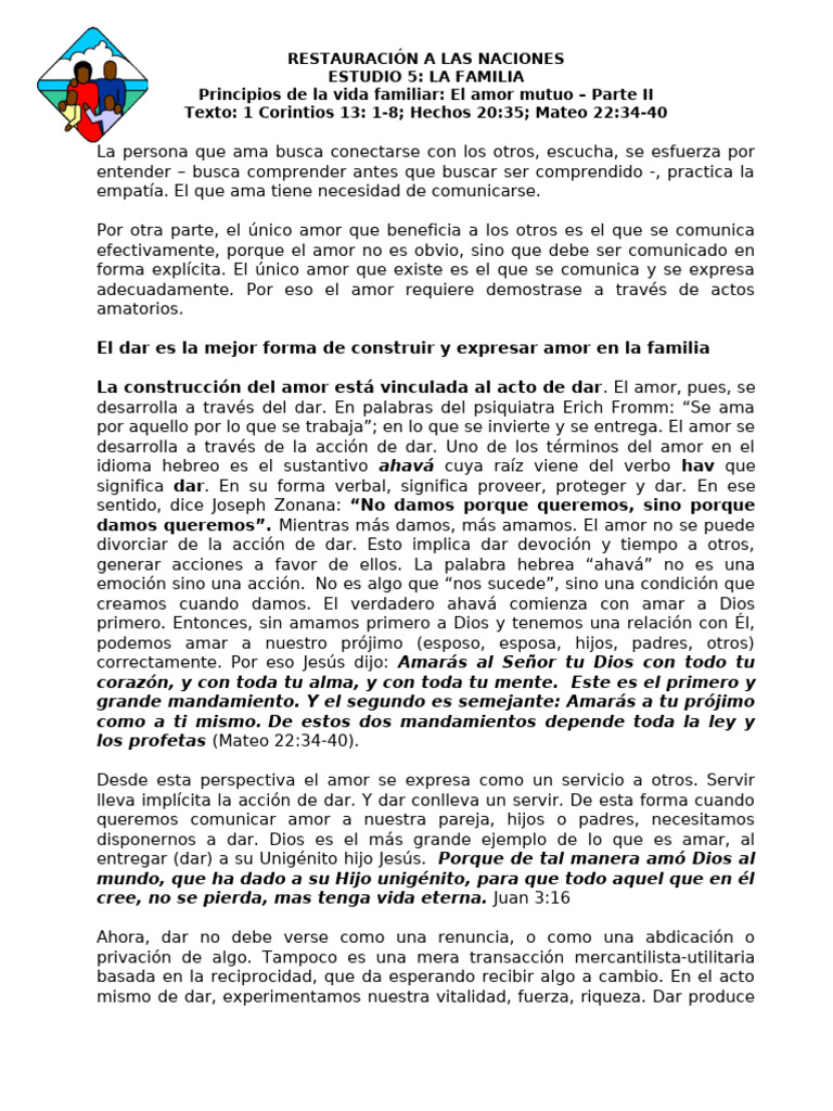 ESTUDIO FAMILIA 5 El Amor Mutuo PARTE II | PDF | Amor | Verbo