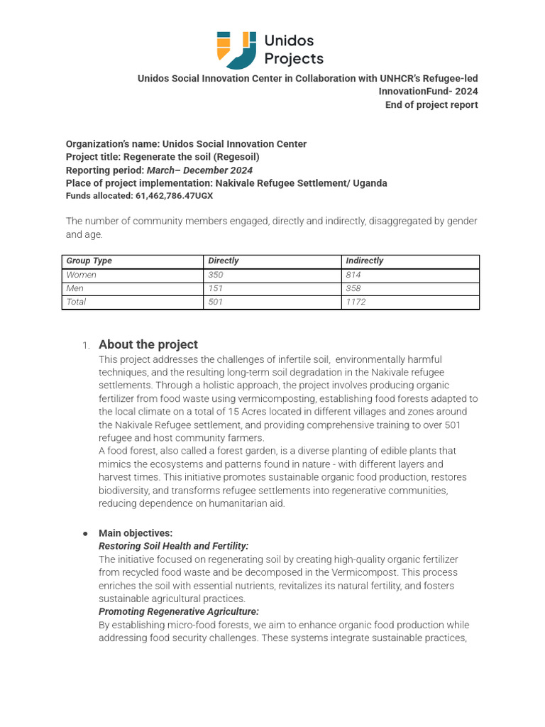 Unidos - End of Project Report 2024 Refugee Innovation Fund | PDF ...