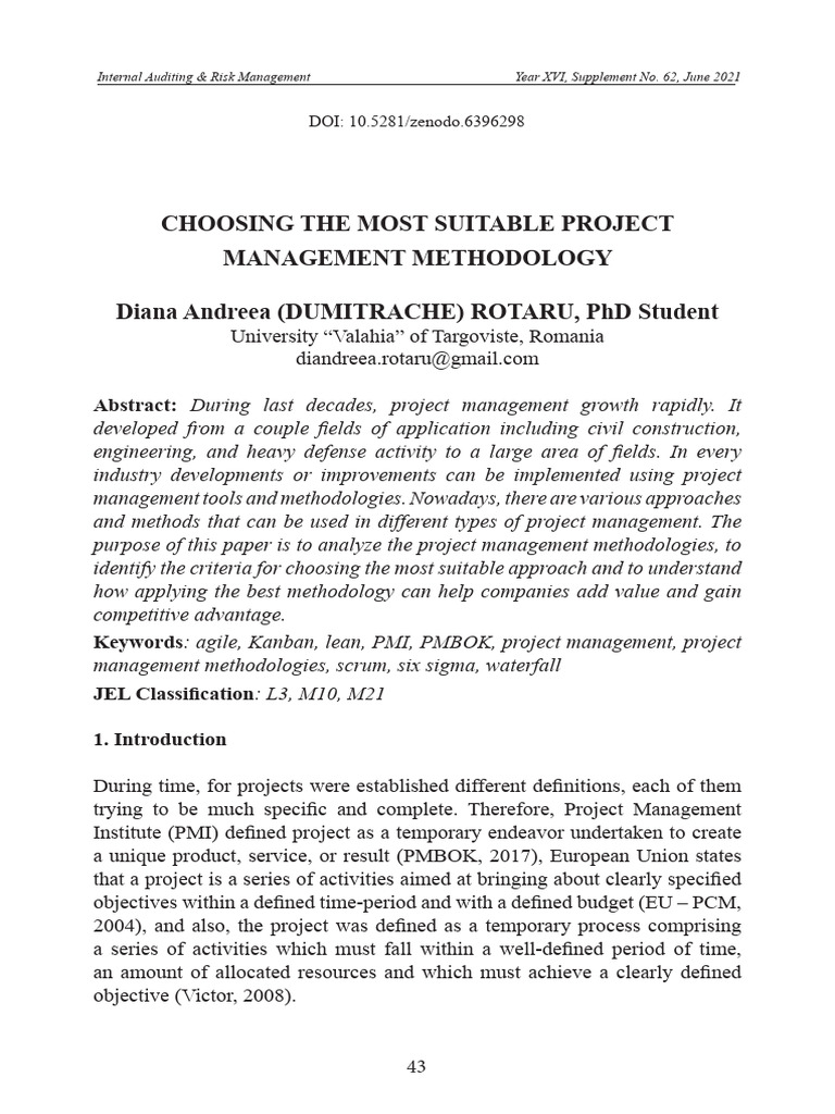 Choosing The Most Suitable Project Management Methodology | PDF | Scrum (Software Development ...