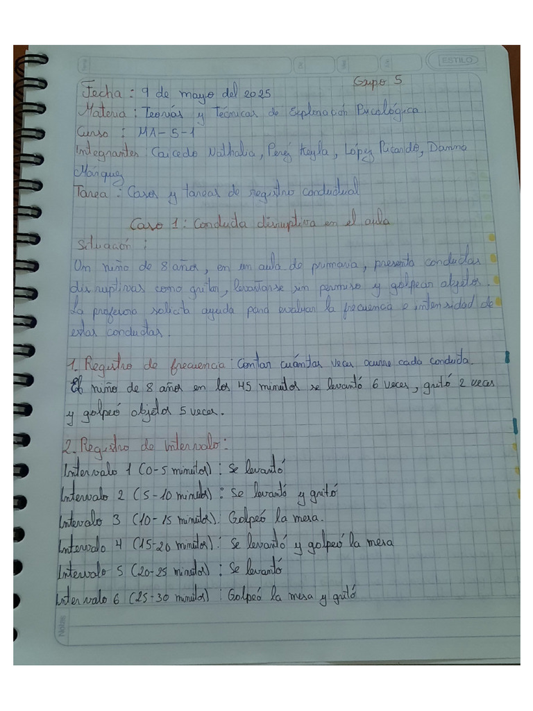 U2 S5 Tarea CASOS Y TAREAS DE REGISTRO CONDUCTUAL | PDF