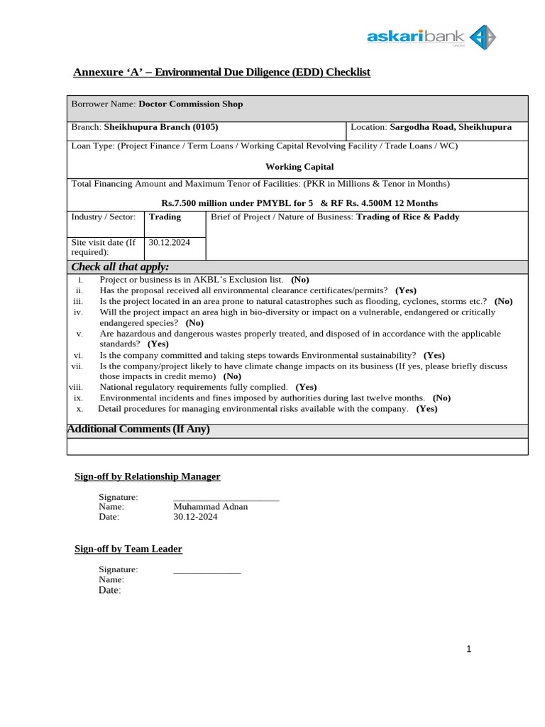 Annexure A - EDD Checklist - Doctor CS - Docm | PDF