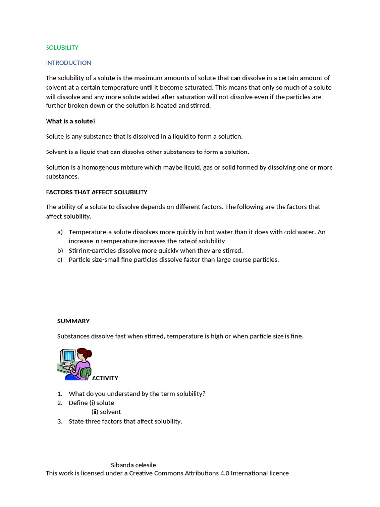 Chemistry - F 1 Matter-Solubility | PDF