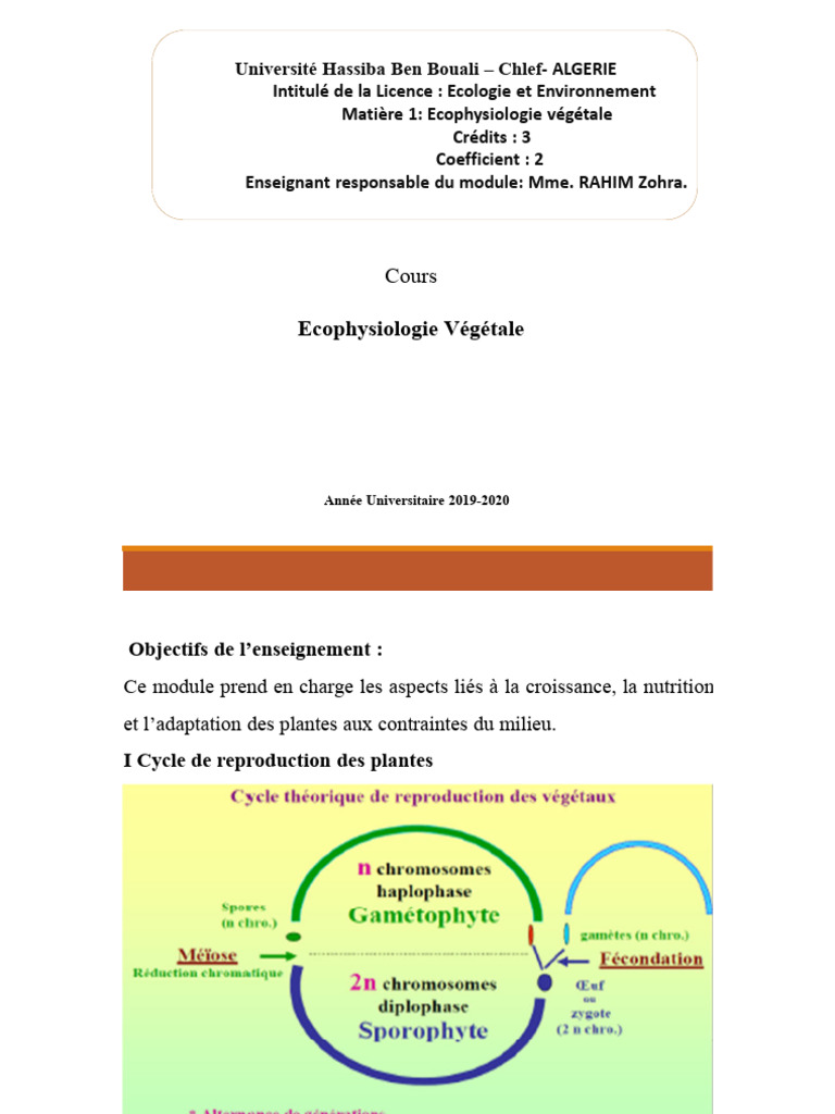 Ecophysiologie Végétale et Stress Hydrique | PDF | Stress (Biologie ...