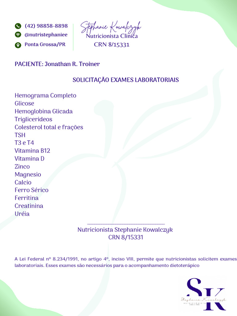 Solicitacao Exames Laboratoriais | PDF