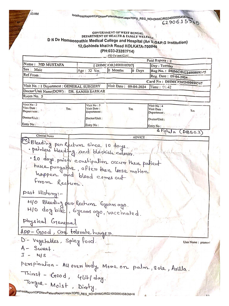 MD Mustafa - Fistula Case | PDF