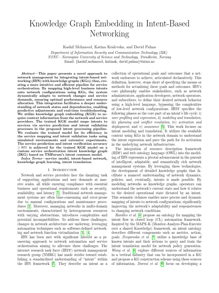 Knowledge Graph Embedding in Intent Based Networking | PDF | Sensitivity And Specificity ...