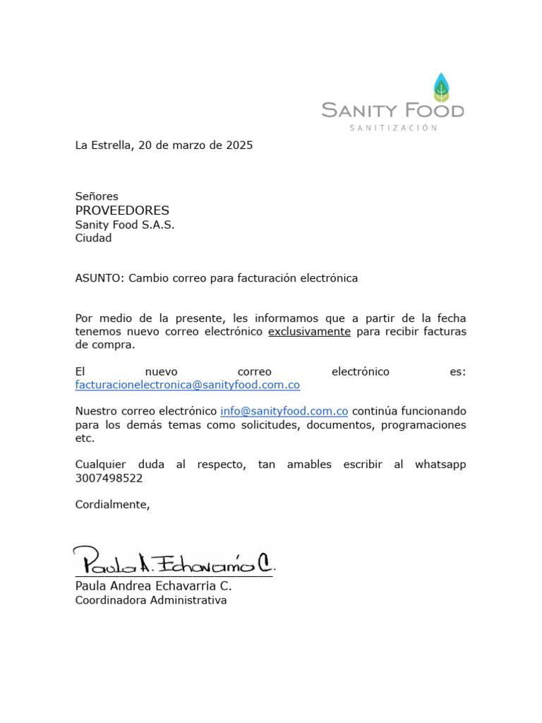 Comunicado Nuevo Correo Facturacion | PDF