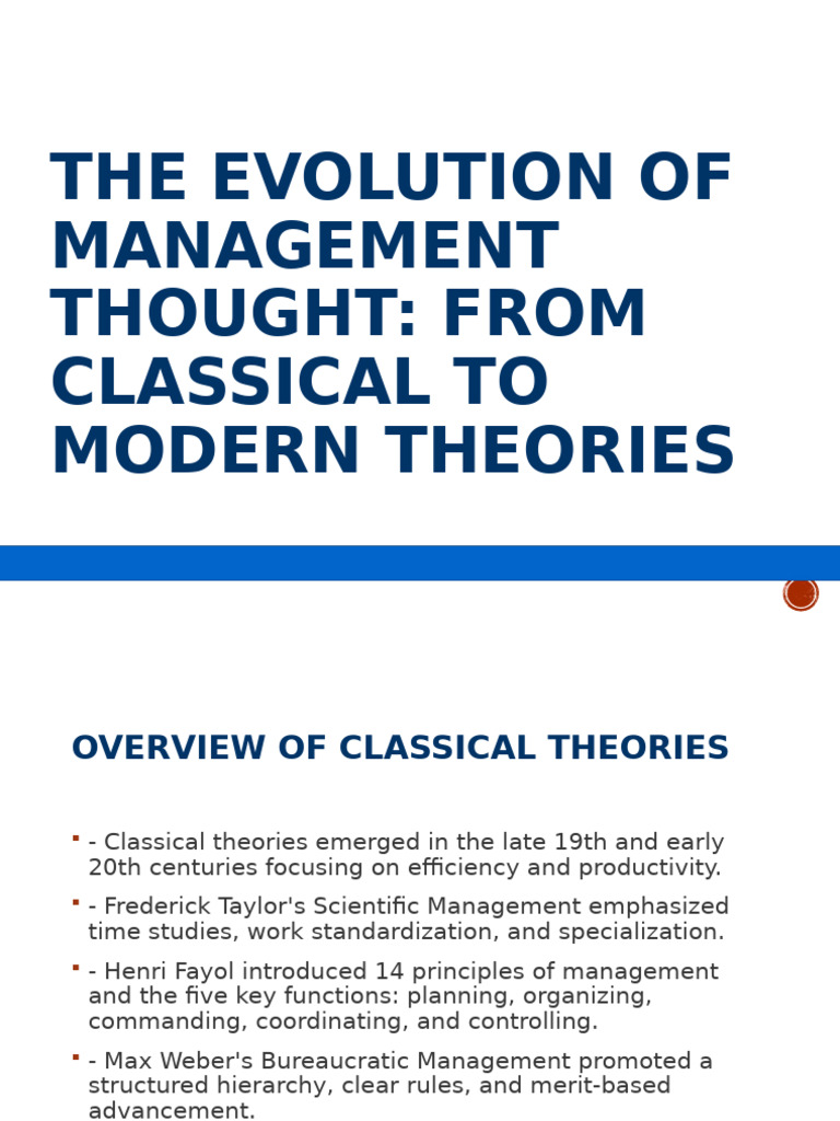 Evolution of Management Thought Presentation Decorated | PDF