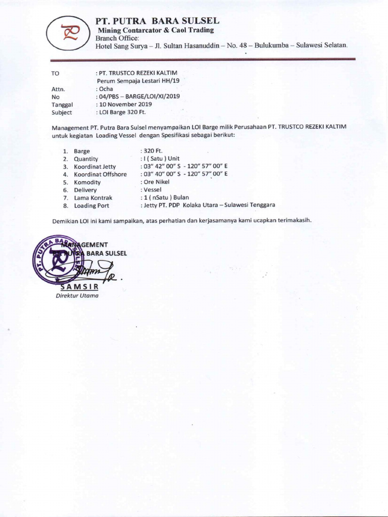 LOI Trading Export Edisal 02 | PDF
