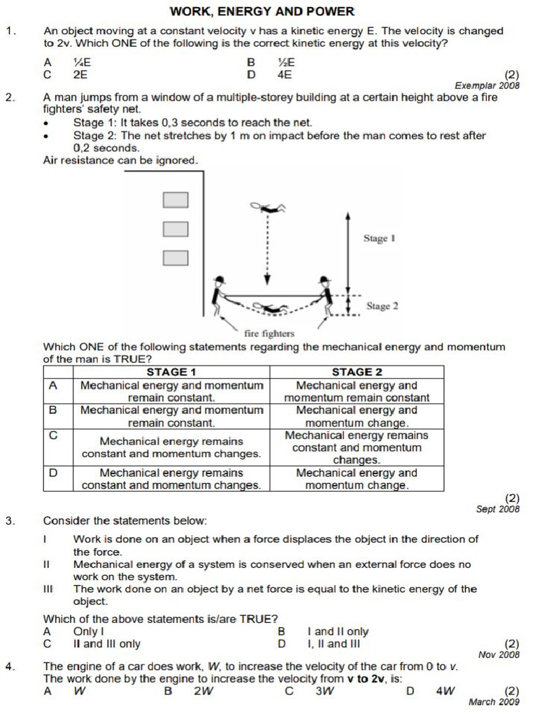 Test Work Energy and Power | PDF