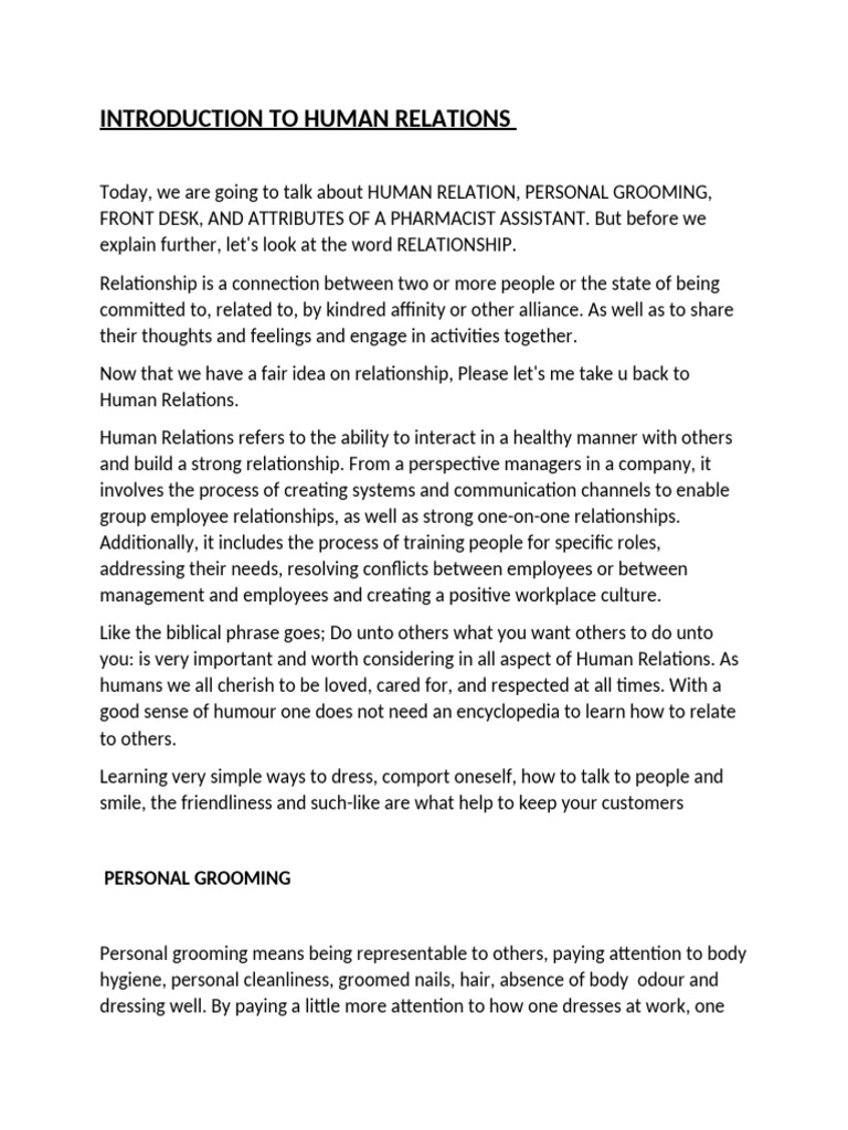 Introduction To Human Relations | PDF | Clothing