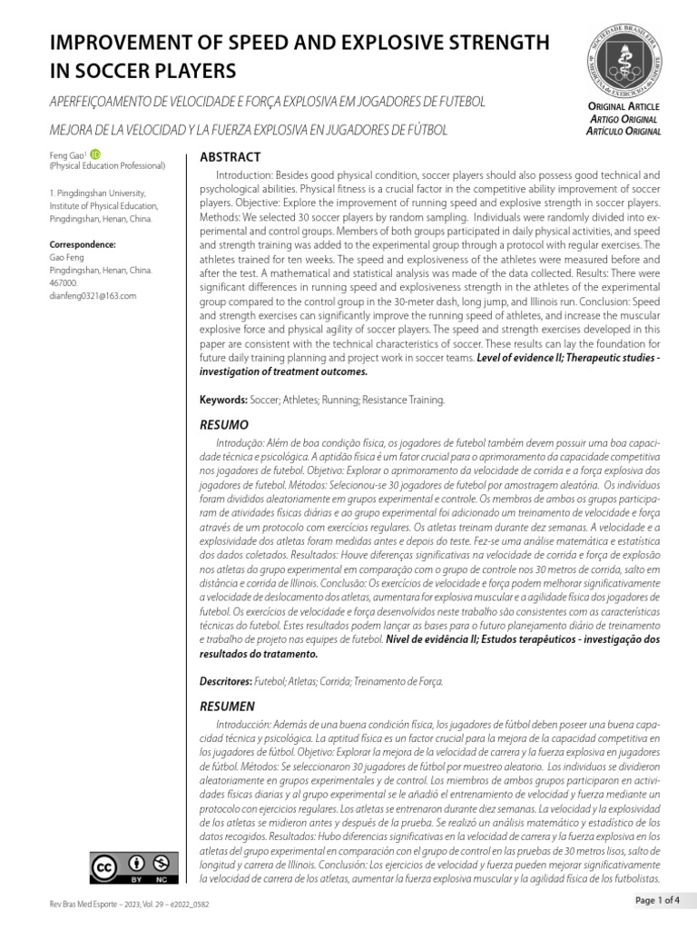 Improvement of Speed and Explosive Strength in Soc | PDF | Strength ...
