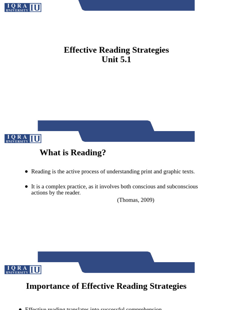 Effective Reading Strategies Unit 5.1 What Is Reading and Reading Strategies | PDF