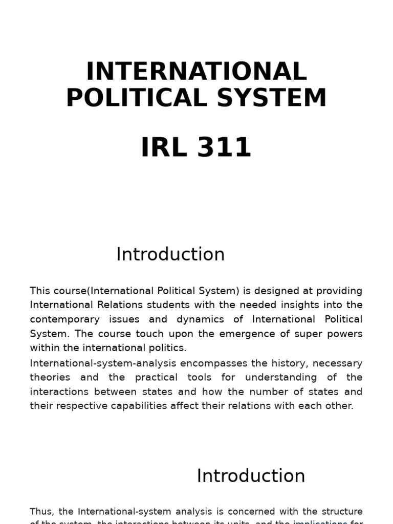 International Political System 2024 2025 | PDF | Power (Social And ...