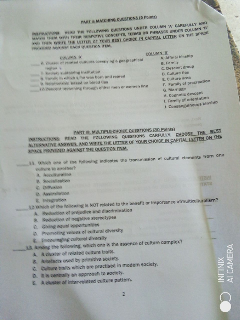 Anthropology Final Exam 8 (AAU) | PDF