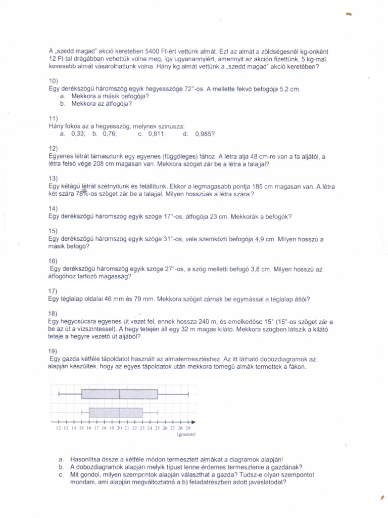 Matek Multheti Feladatlap | PDF