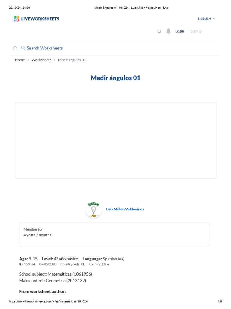 Medir Ángulos 01 161024 - Luis Millán Valdovinos - Live | PDF | Worksheet