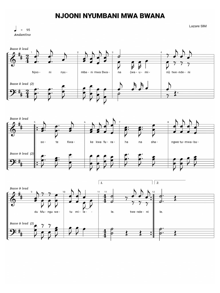 Njooni Nyumbani Mwa Bwana 20250328 210404 | PDF