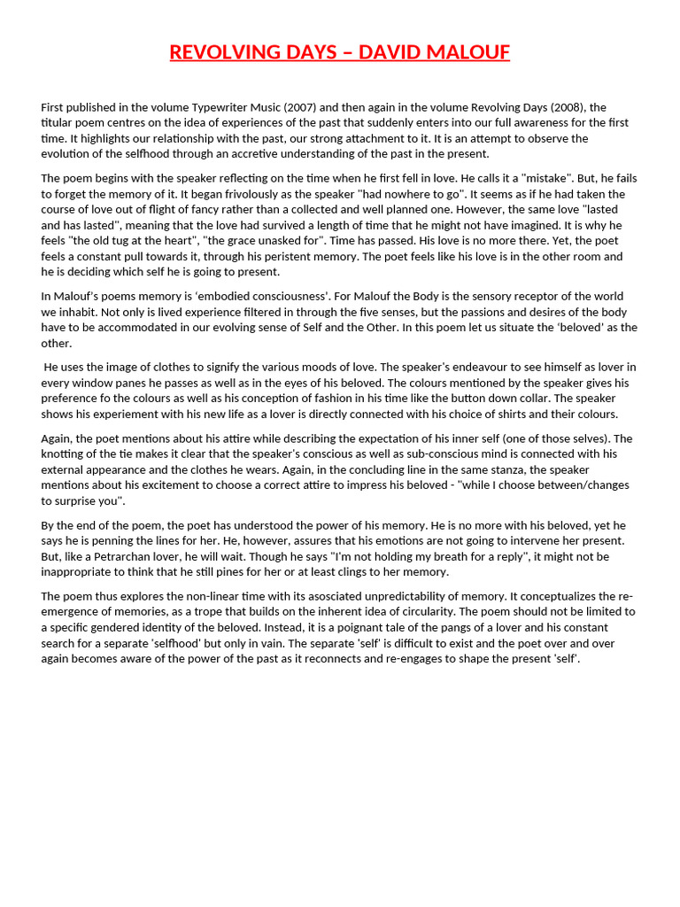 REVOLVING DAYS | PDF | Love | Self