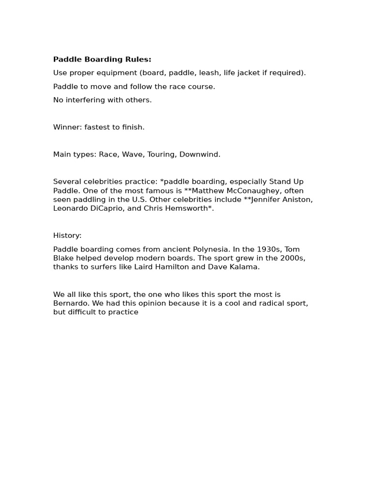 Cecilia - Paddle Boarding Rules | PDF