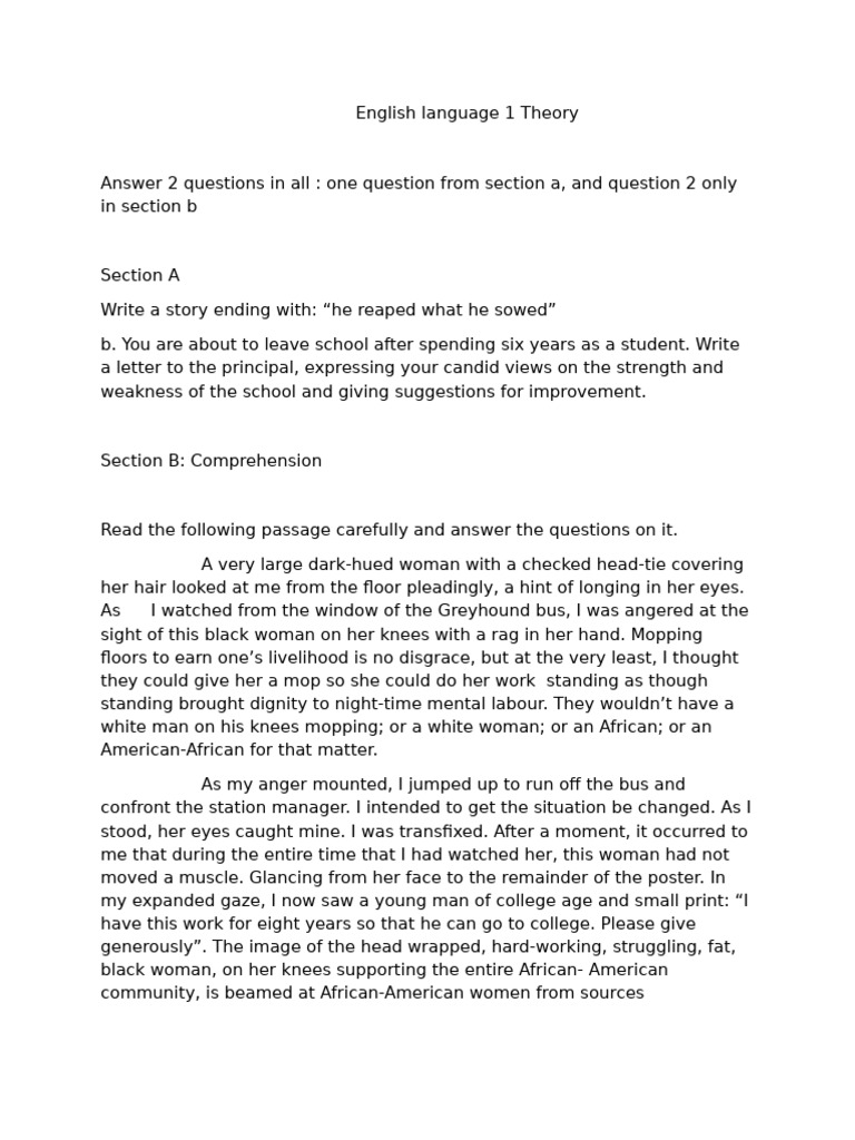 English Language Theory: Story & Comprehension | PDF