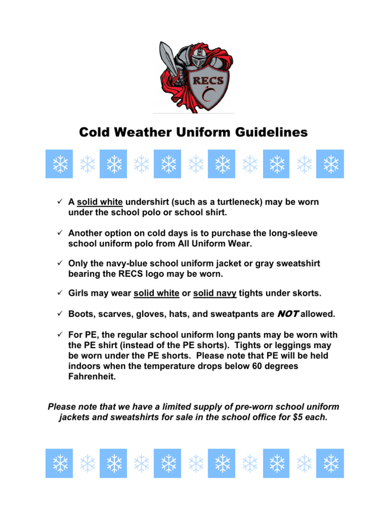 Cold Weather Uniform Guidelines | PDF
