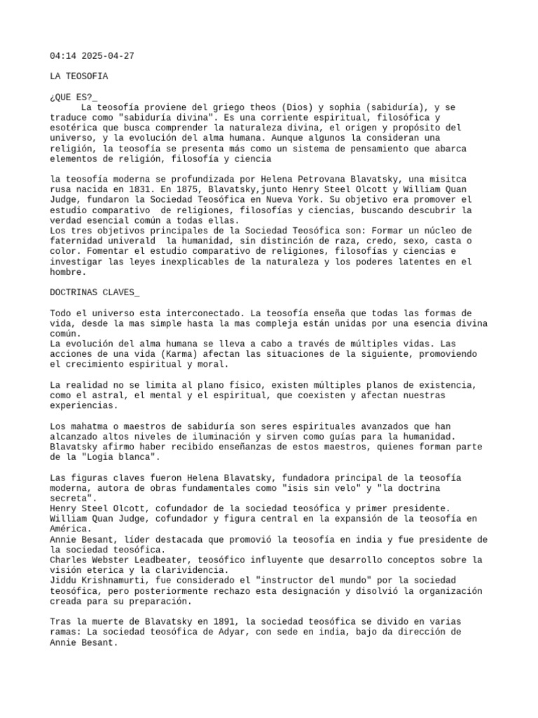 La Teosofia | PDF | Teosofía | Esoterismo occidental