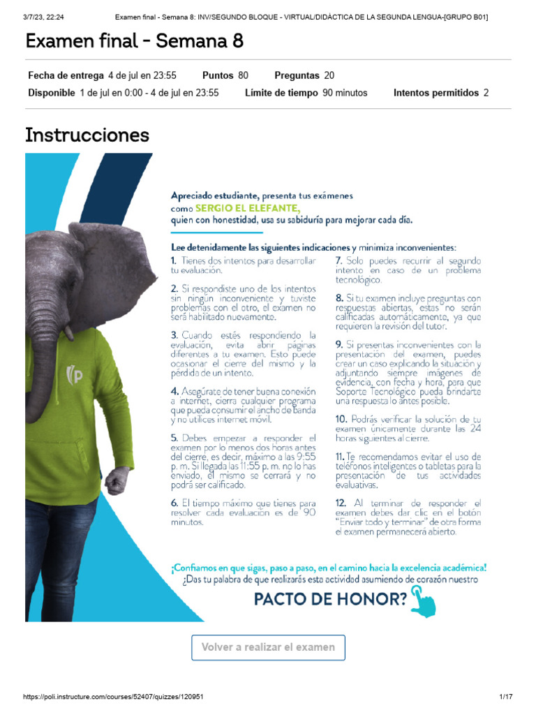 Examen Final - Semana 8 - INV - SEGUNDO BLOQUE - VIRTUAL - DIDÁCTICA DE LA SEGUNDA LENGUA ...