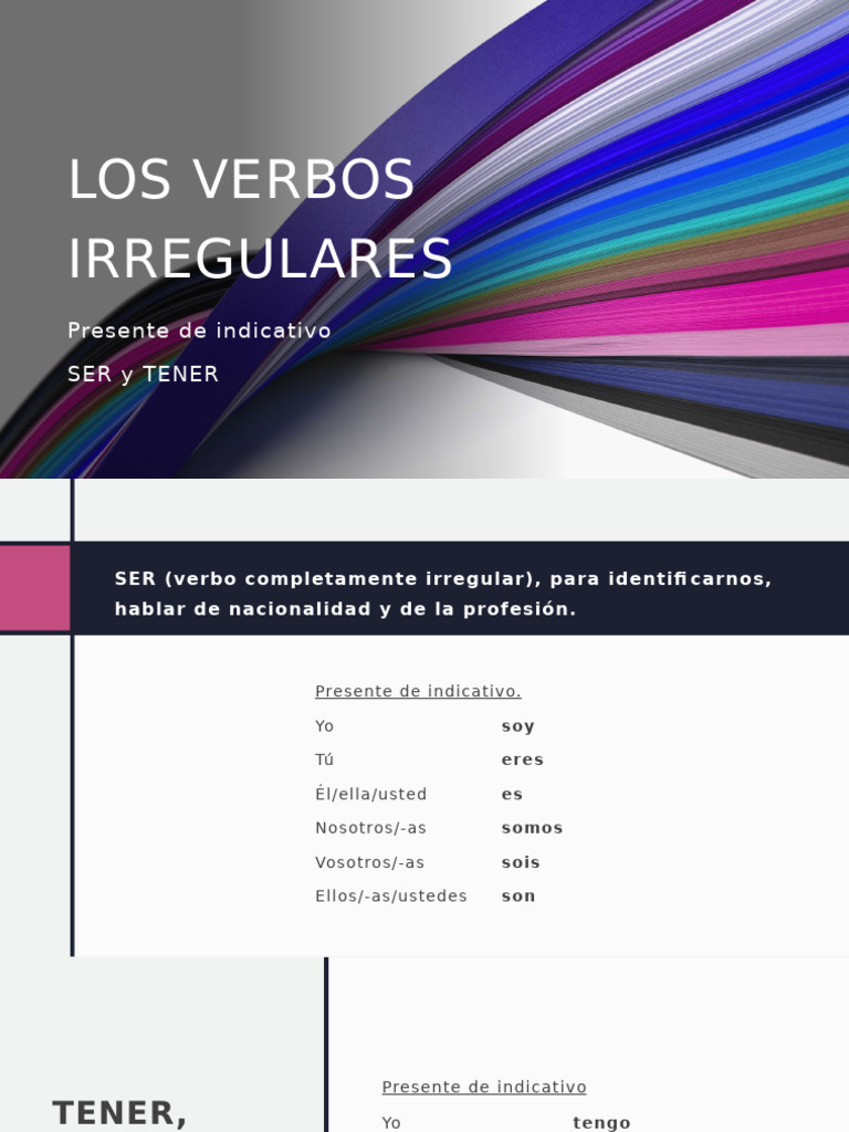 Verbos Irregulares: SER y TENER | PDF