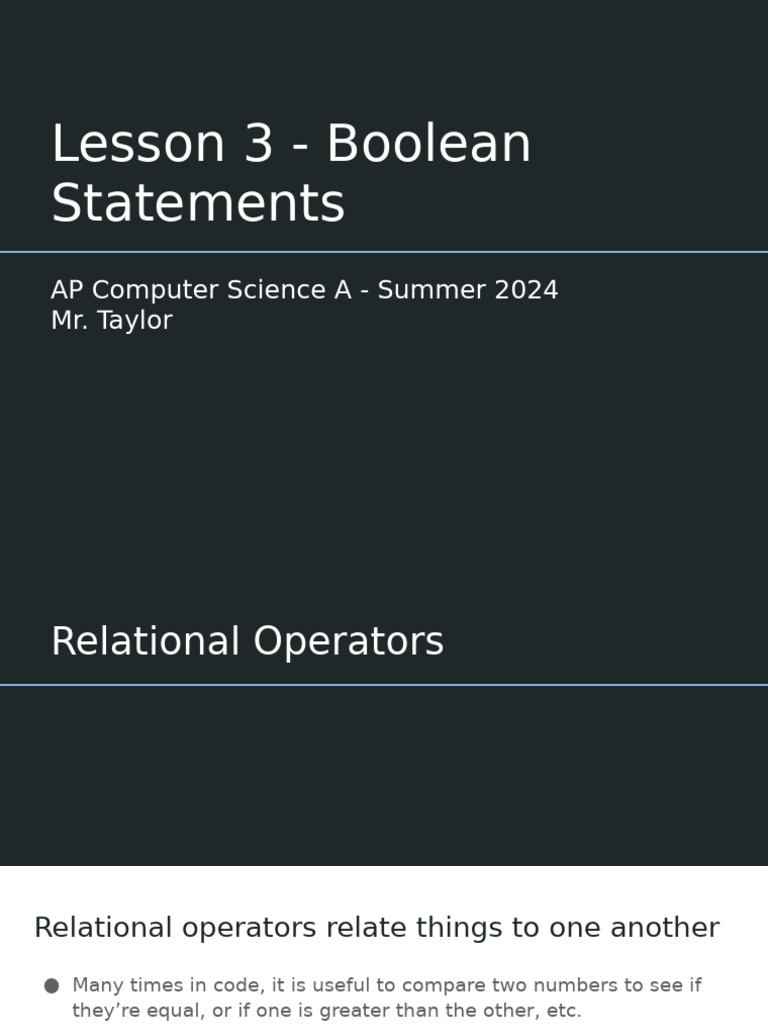 3 - Boolean Statements | PDF | Formalism (Deductive) | Computer Programming